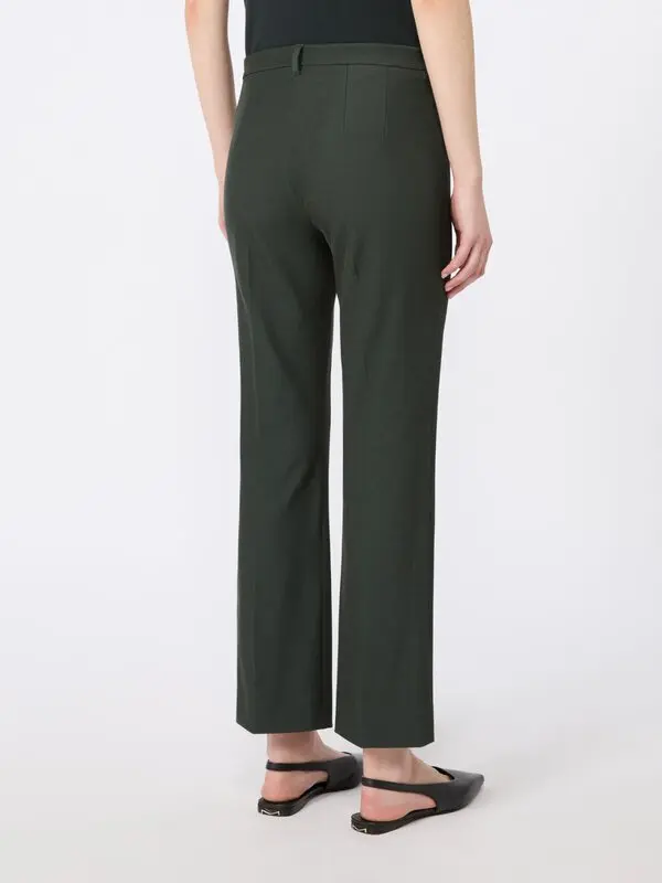 Max Mara Stretch Cotton-blend Trousers With Flared Hem - Green