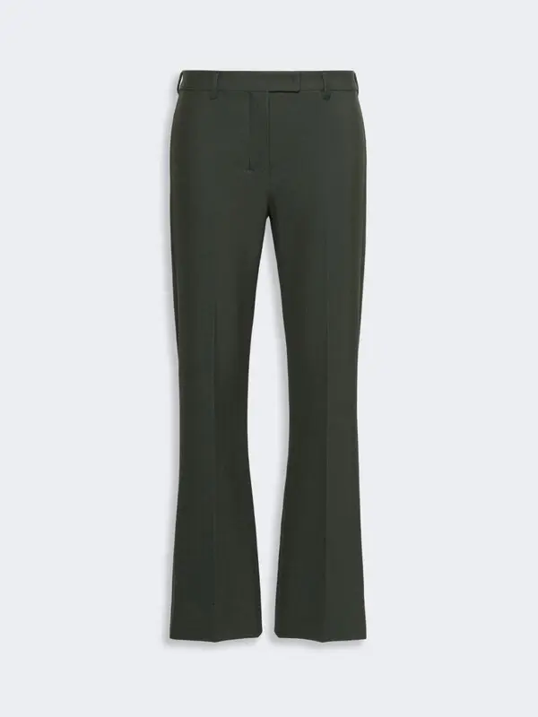 Max Mara Stretch Cotton-blend Trousers With Flared Hem - Green