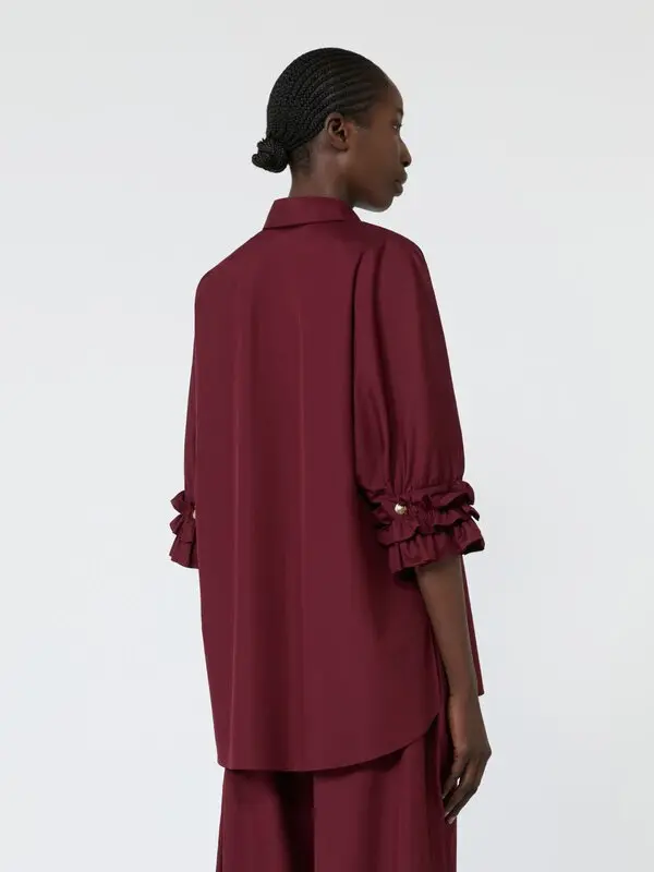 Max Mara Cotton Poplin Shirt With Ruffled 3/4 Sleeves