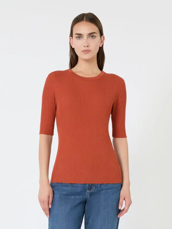 Max Mara Ribbed Wool Jumper With Gold-tone Button Detail