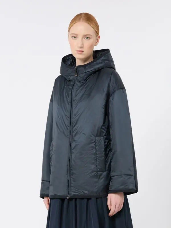 Max Mara Oversized Padded Jacket In Water-repellent Canvas With Hood - Midnightblue