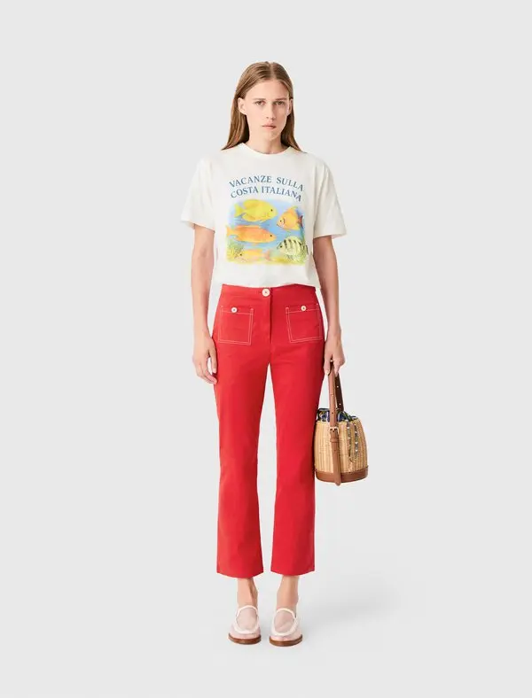 Maje High-waisted Straight-leg Capri Trousers