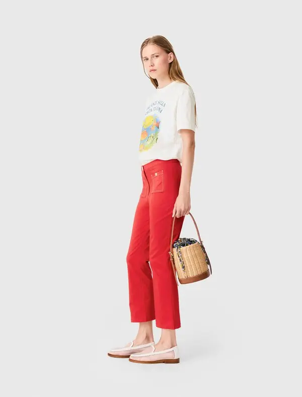 Maje High-waisted Straight-leg Capri Trousers