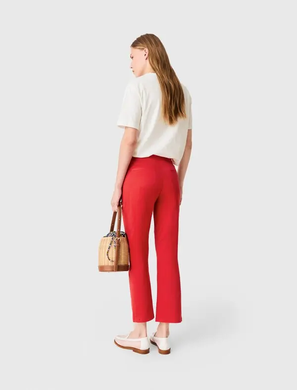 Maje High-waisted Straight-leg Capri Trousers