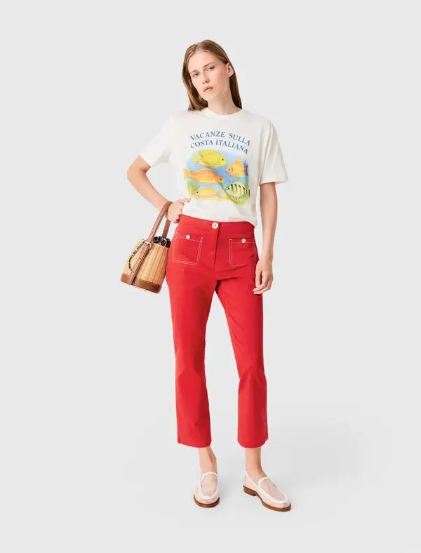 Maje High-waisted Straight-leg Capri Trousers