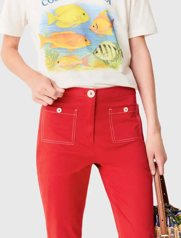 Maje High-waisted Straight-leg Capri Trousers