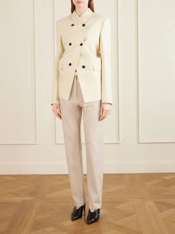 Khaite Callum Stretch Wool And Cashmere-blend Straight-leg Pants