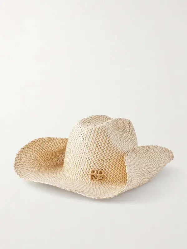 Ruslan Baginskiy Cowboy Monogram-embellished Straw Hat - Off-white