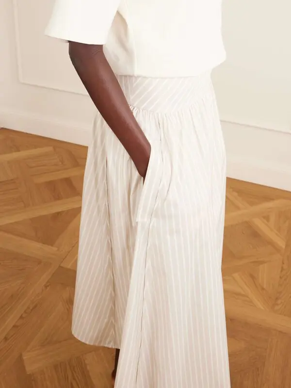 Theory Striped Cotton-blend Maxi Skirt