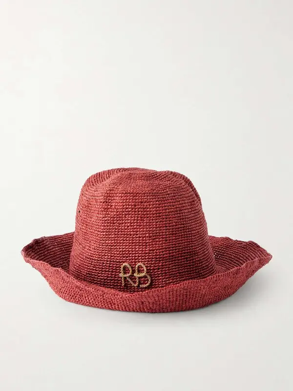 Ruslan Baginskiy Monogram Straw Bucket Hat