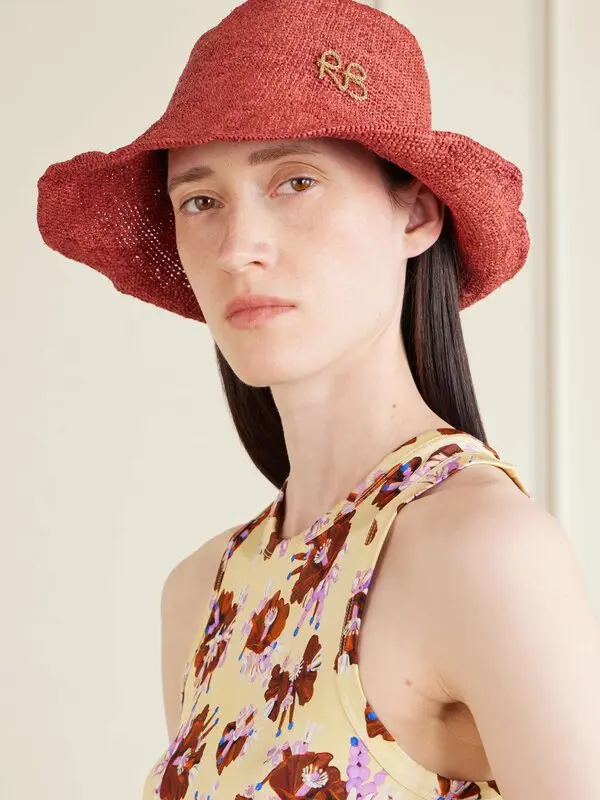 Ruslan Baginskiy Monogram Straw Bucket Hat