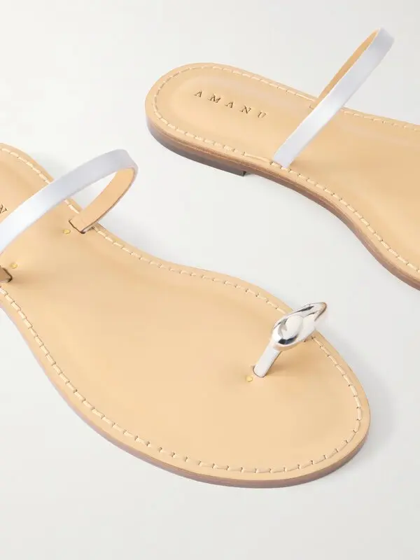 AMANU The Kibera Embellished Satin And Leather Sandals - Blue