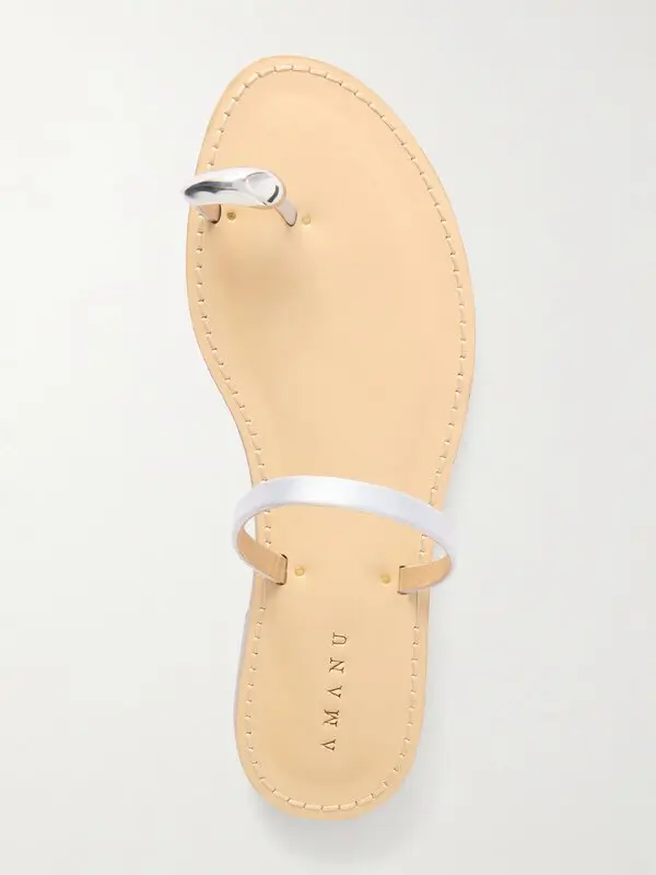 AMANU The Kibera Embellished Satin And Leather Sandals - Blue