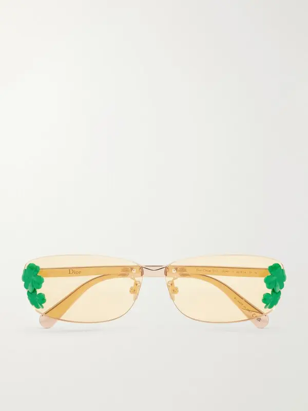 Dior Embellished Square-frame Gold-tone Optical Glasses - Rose Gold