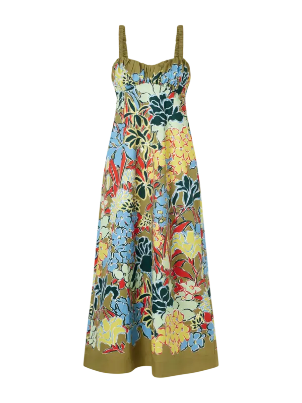 ALEMAIS Solstice Floral-print Organic Cotton-poplin Midi Dress - Multi