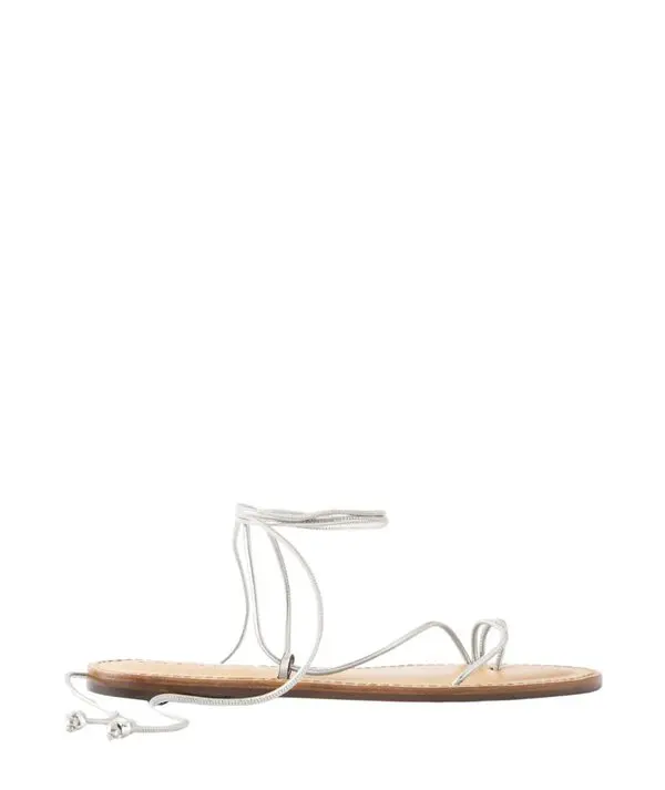 AMANU The Karima Leather Sandals - Silver