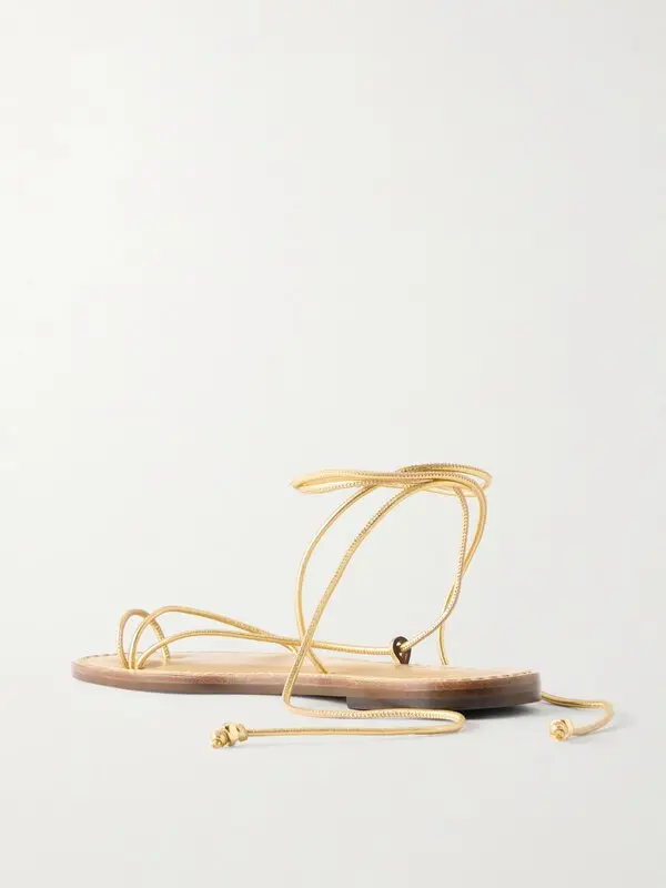 AMANU The Karima Leather Sandals - Gold