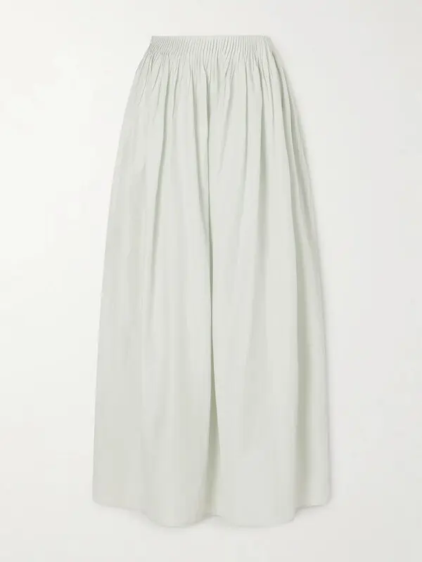 Loulou De Saison Naya Gathered Cotton And Silk-blend Maxi Skirt - Green