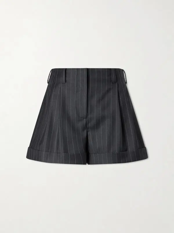 Givenchy Striped Double-pleated Wool Shorts