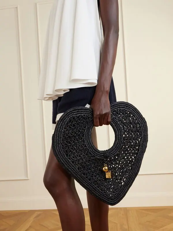 Jacquemus Le Spiaggia Coeur Embellished Raffia Tote