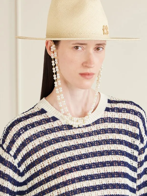 Ruslan Baginskiy Monogram-embellished Straw Fedora