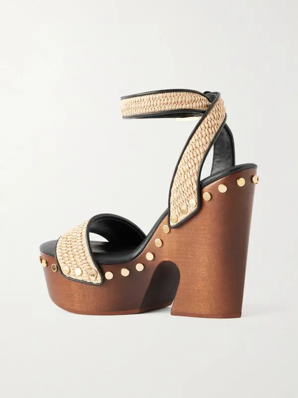 Givenchy Studded Raffia Wedge Sandals