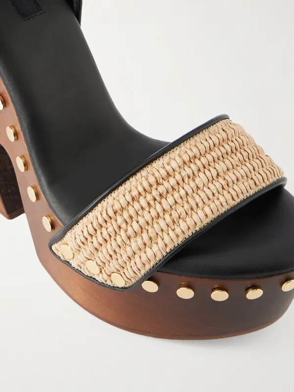 Givenchy Studded Raffia Wedge Sandals