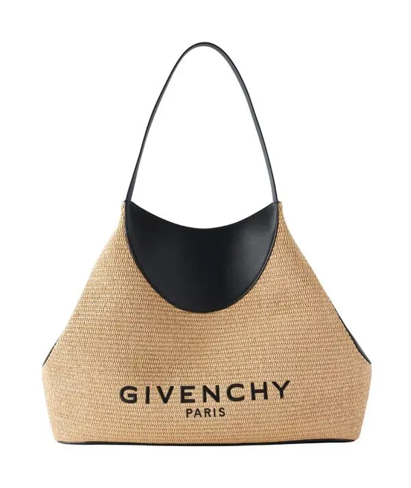 Givenchy Facet Raffia Tote With Leather Trim - Neutrals