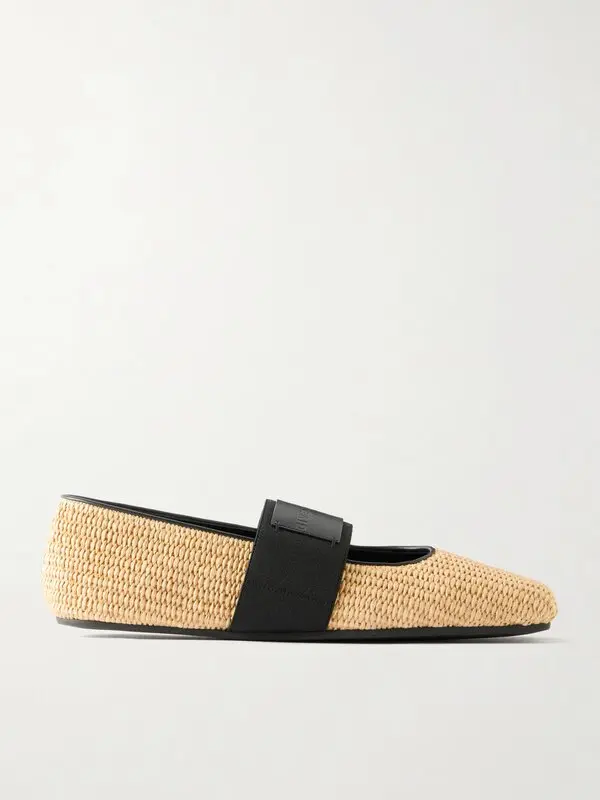 Givenchy Logo-appliquéd Raffia Ballerina Flats - Neutrals