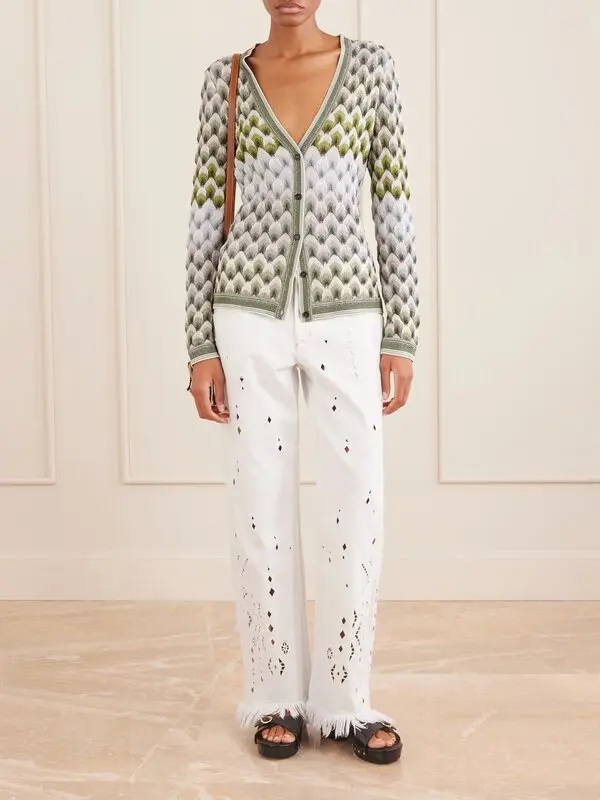 Missoni Striped Metallic Crochet-knit Cardigan - Multi