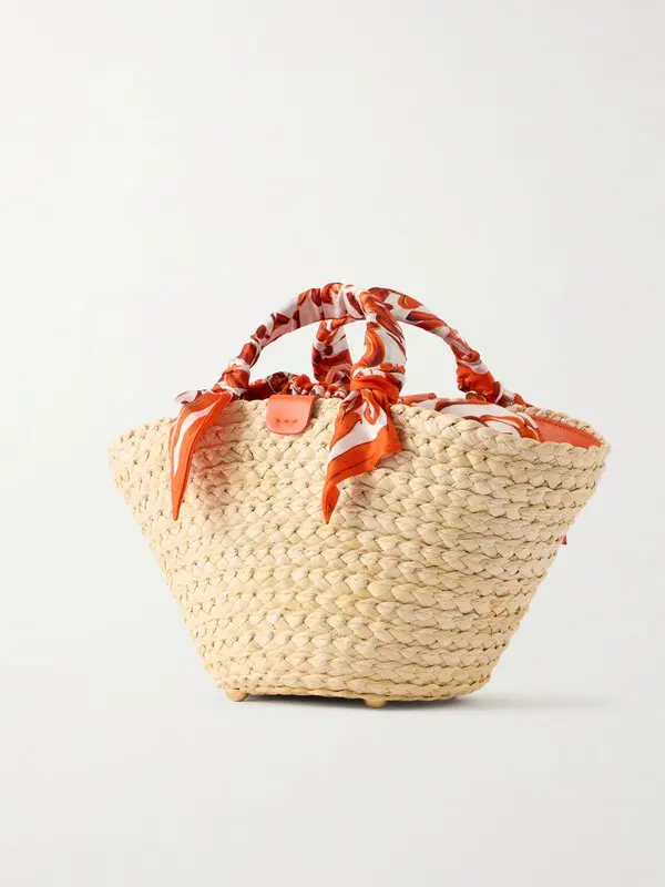 Dolce & Gabbana Kendra Logo-appliquéd Raffia Bucket Bag - Orange