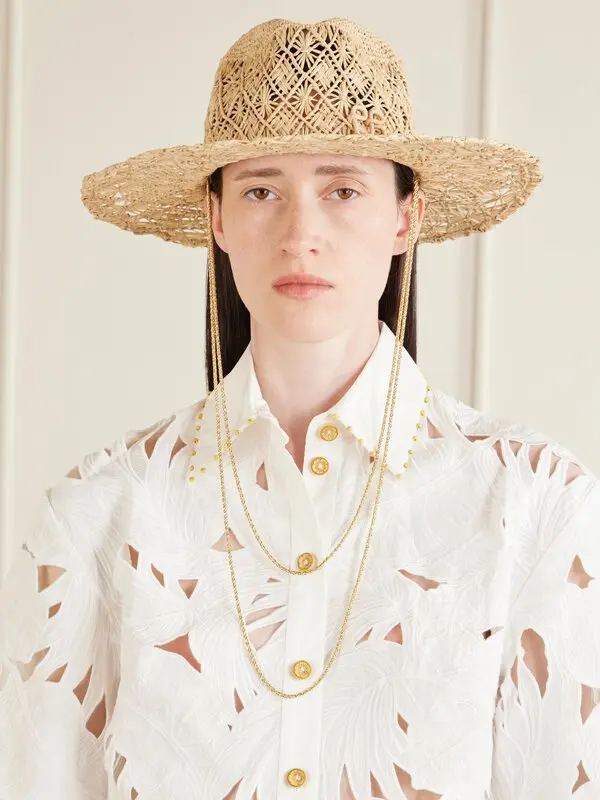 Ruslan Baginskiy Embellished Straw Fedora
