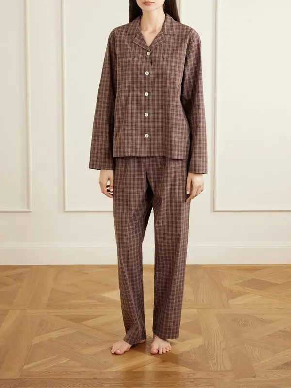 TEKLA Checked Organic Cotton Pajama Pants