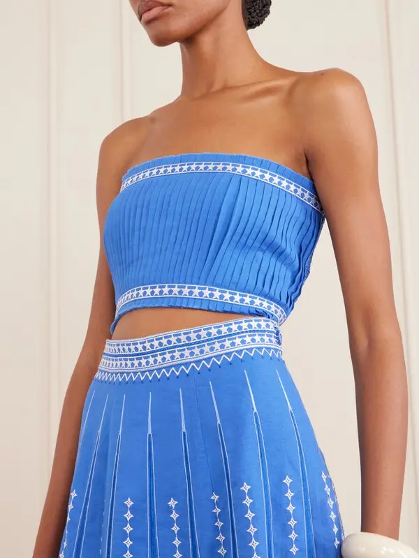 EMPORIO SIRENUSE Flavia Pleated Tube Top - Blue