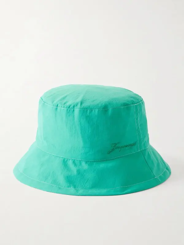 Jacquemus Le Bob Baluchon Embroidered Shell Bucket Hat - Blue