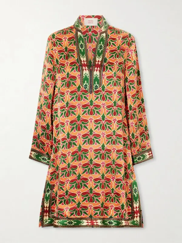 EMPORIO SIRENUSE Liora Jewelry Mare Printed Silk-satin Coverup - Orange