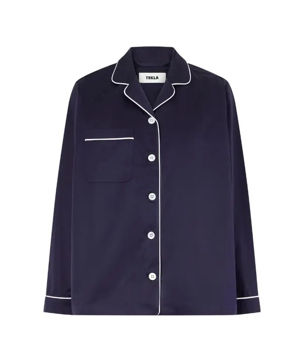 TEKLA Organic Cotton Pajama Shirt - Blue