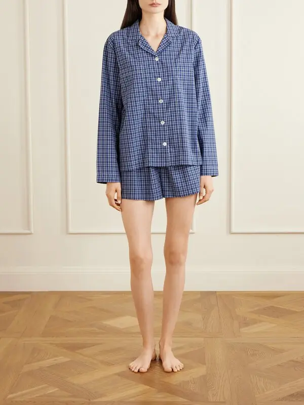 TEKLA Checked Organic Cotton Shorts