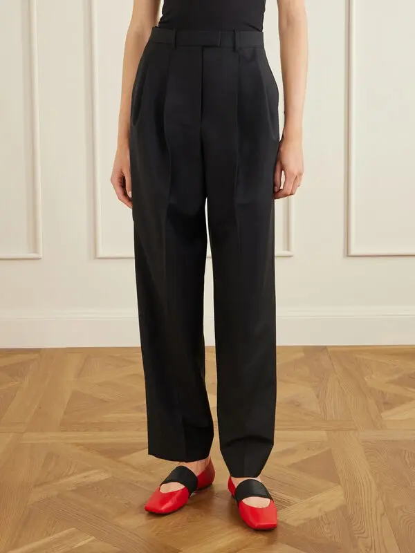 Givenchy Pleated Wool And Mohair-blend Wide-leg Pants