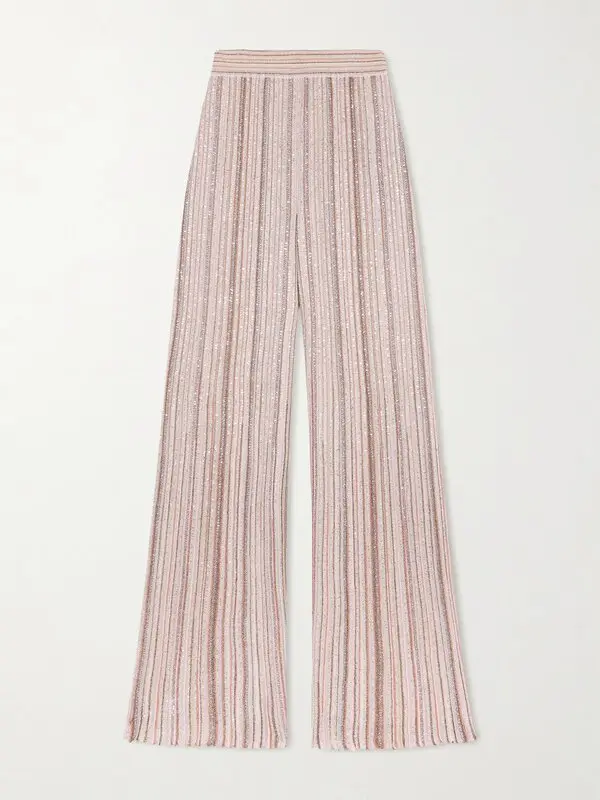 Missoni Striped Metallic Crochet-knit Wide-leg Pants - Multi