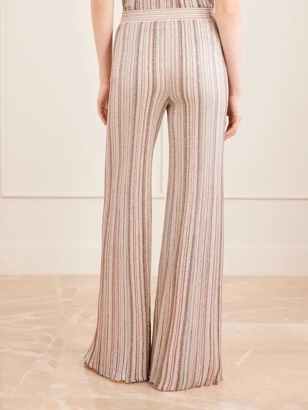 Missoni Striped Metallic Crochet-knit Wide-leg Pants