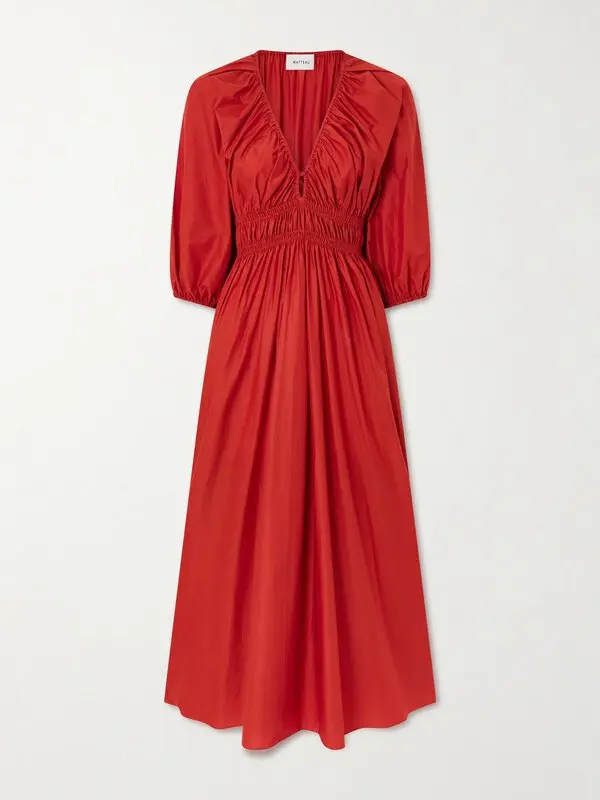 Matteau Shir Organic Cotton-poplin Maxi Dress - Red