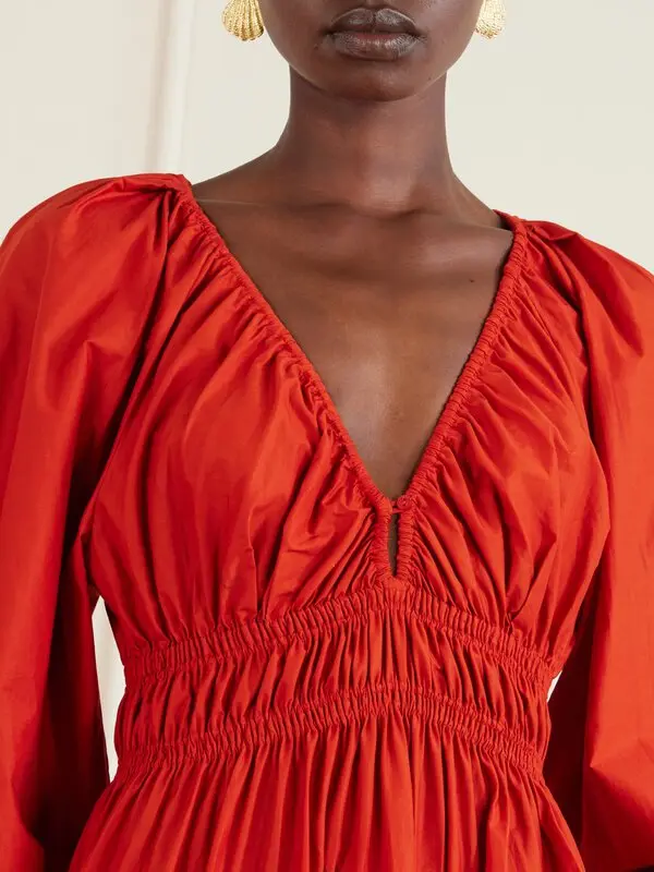 Matteau Shir Organic Cotton-poplin Maxi Dress - Red