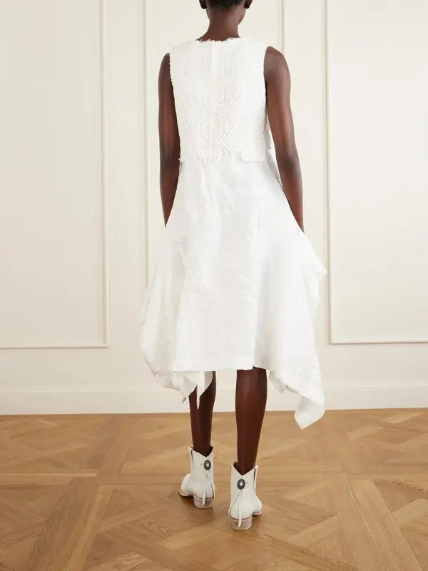 Comme Des Garçons Crochet-trimmed Cloqué Midi Dress