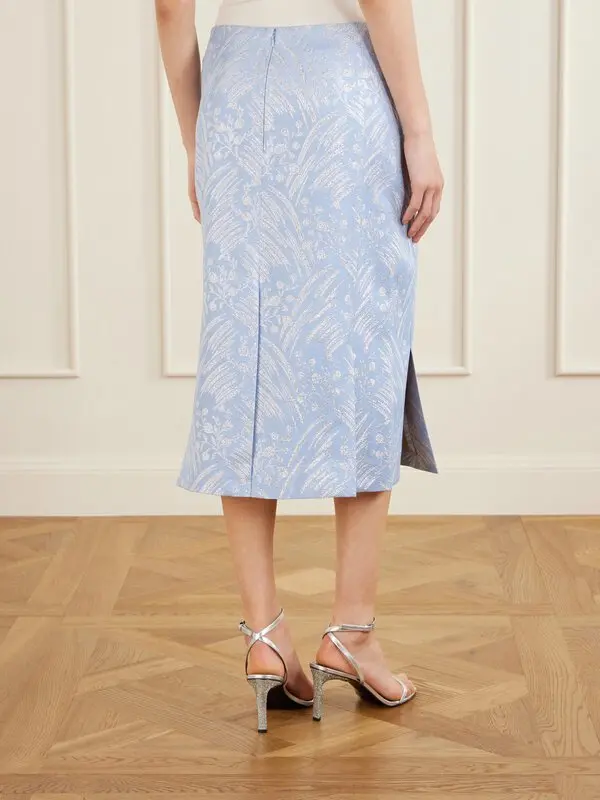 Tory Burch Metallic Jacquard-knit Midi Skirt - Blue