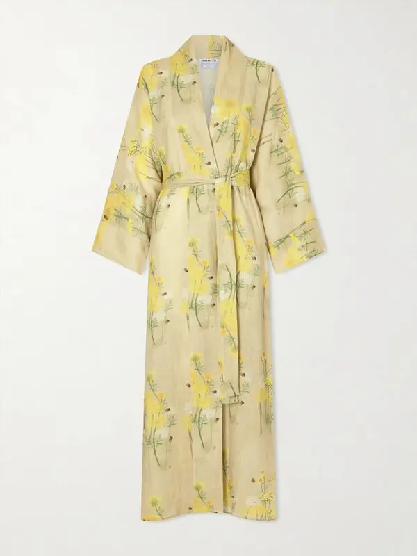 Bernadette Peignoir Floral-print Linen Maxi Dress - Yellow