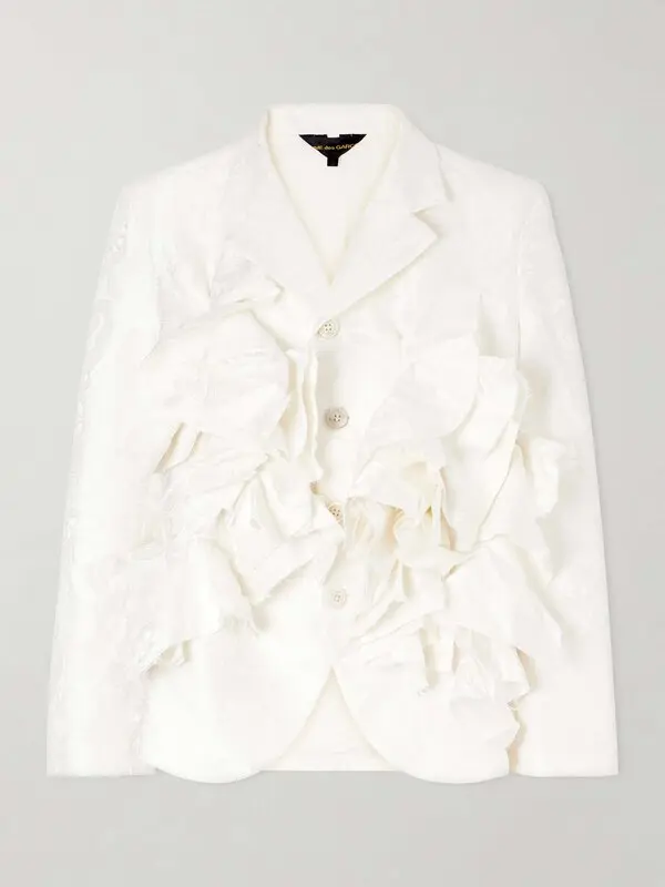Comme Des Garçons Brocade Ruffled Jacket - Off-white