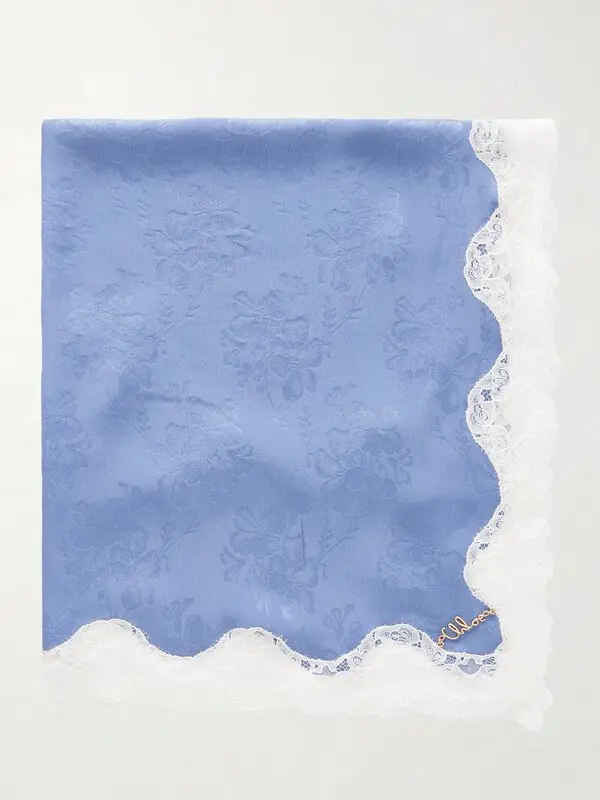 Chloé Lace-trimmed Silk Scarf - Blue