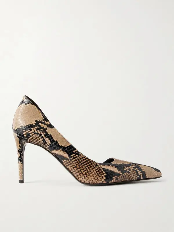 Khaite Jett D'orsay Snake-effect Leather Pumps
