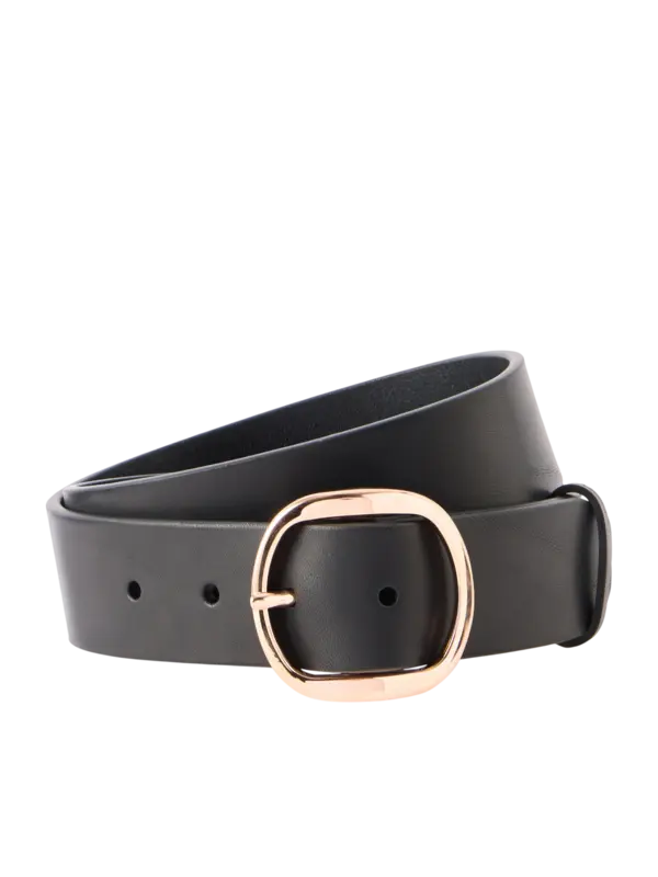Gabriela Hearst Elster Leather Belt With Rose Gold Tone Buckle - Black